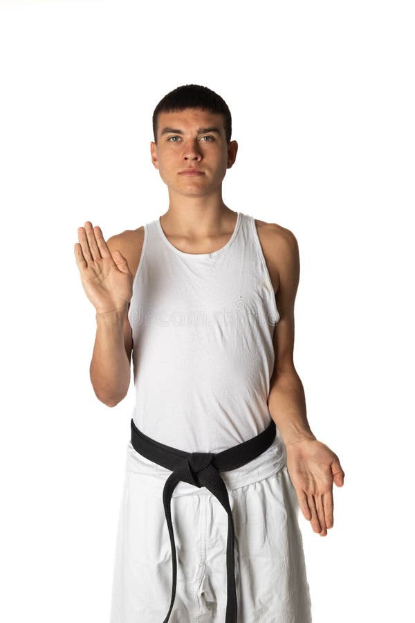 Teenage Boy Doing a Karate Block Stock Photo - Image of healthy, kata ...