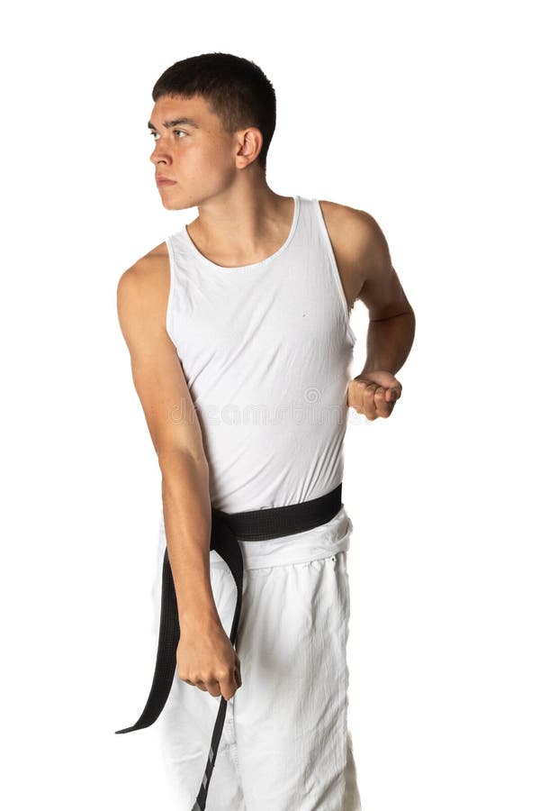 Teenage Boy Doing a Karate Block Stock Image - Image of exercise ...