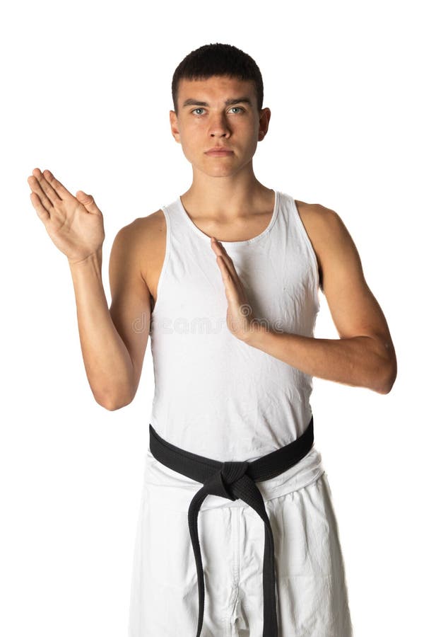 Teenage Boy Doing a Karate Block Stock Image - Image of sports, fight ...