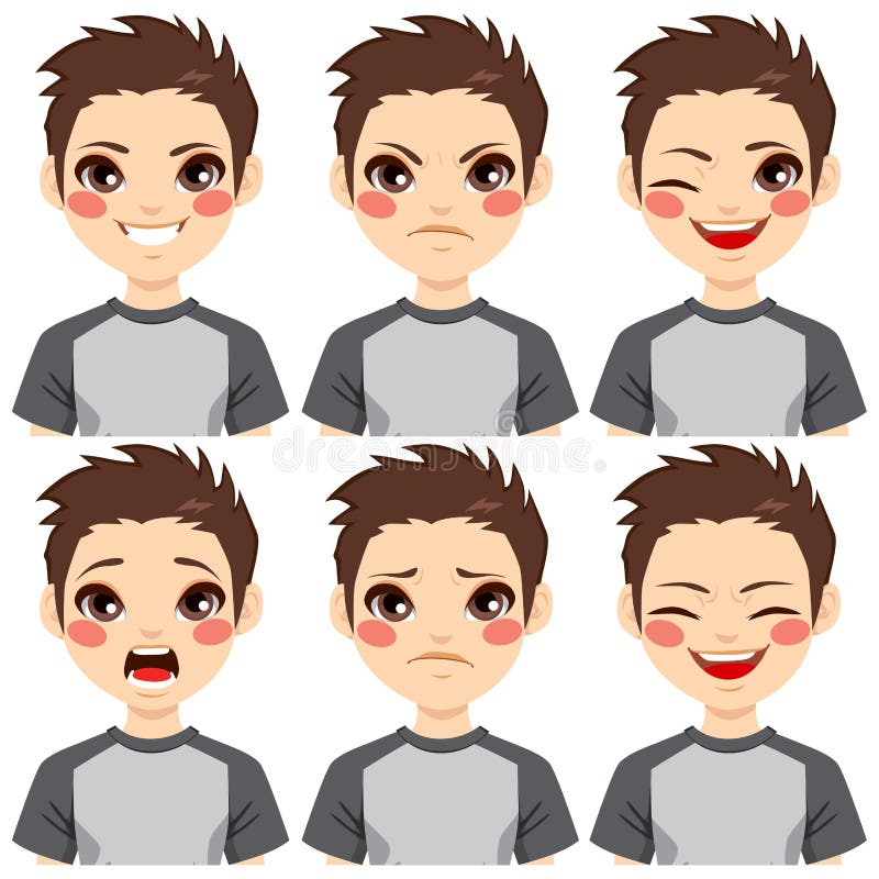 Teenage Boy Face Expressions Stock Vector - Illustration of expressions ...
