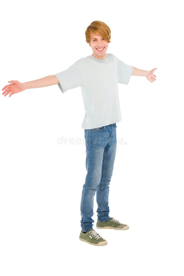 Teenage boy with open arms stock photo. Image of adolescence - 26074902