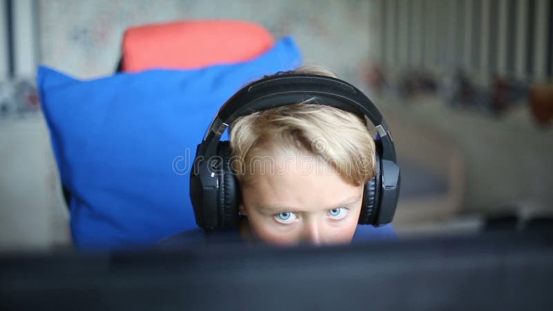Teenage Boy Playing Computer Games on PC Stock Video - Video of person ...