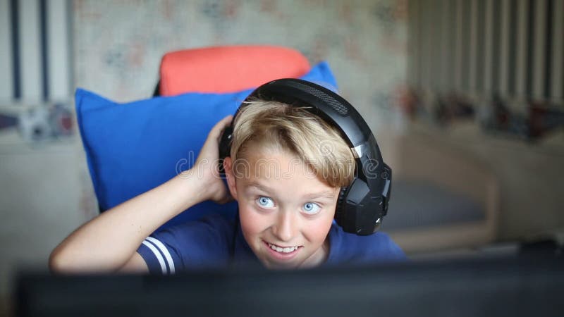 Teenage Boy Playing Computer Games on PC Stock Video - Video of person ...