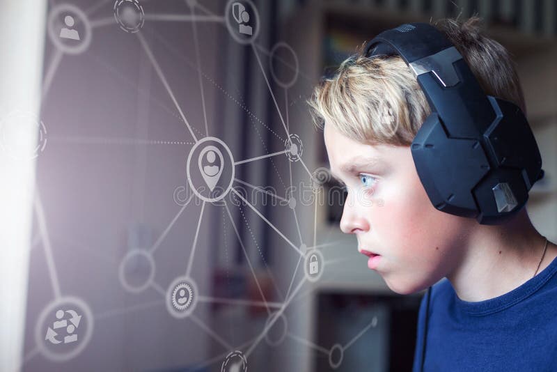 Teenage Boy Kid Playing Computer Games Laptop Stock Photos - Free ...