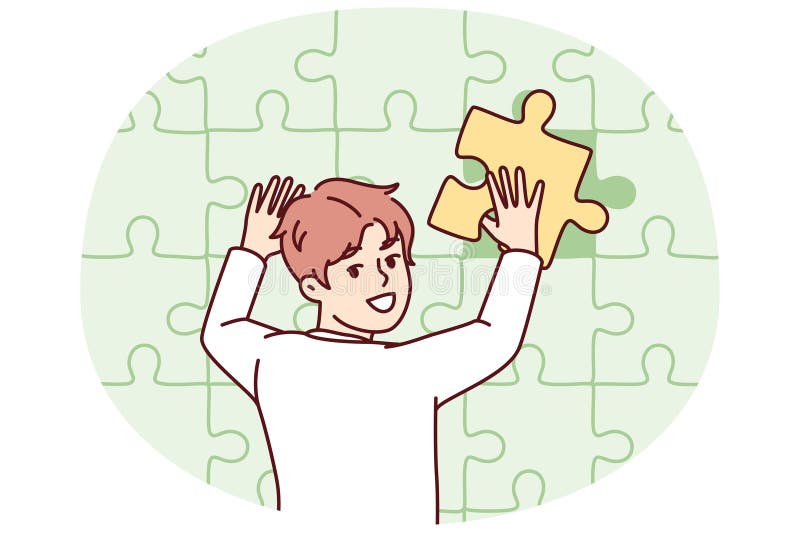 Teenage Boy Puts Together Huge Puzzle on Wall Adding Missing Pieces To ...