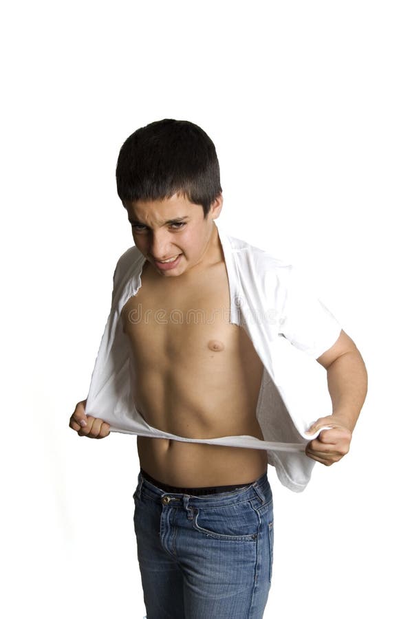 Boy Flexing His Muscles Picture. Image: 5123993