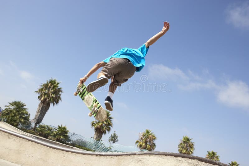 Teenage Boy in Skateboard Park Stock Image - Image of outdoors, full ...