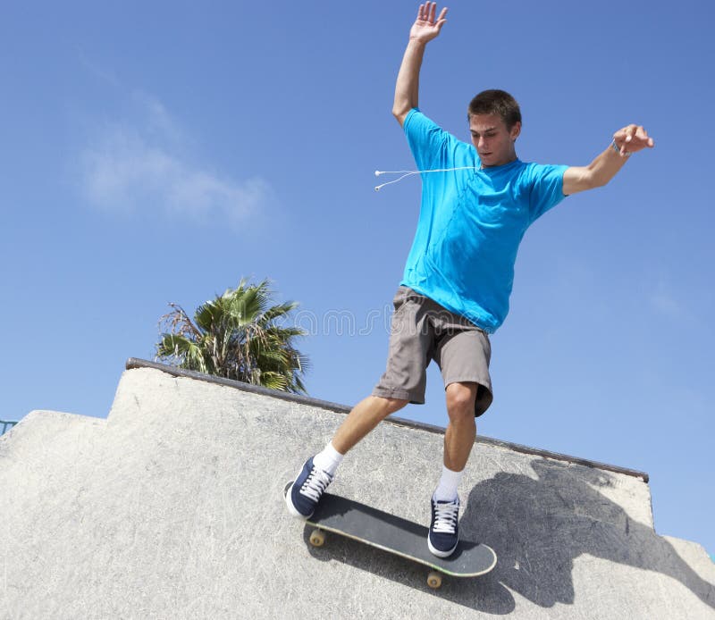 Teenage Boy in Skateboard Park Stock Photo - Image of blue, teen: 11503318