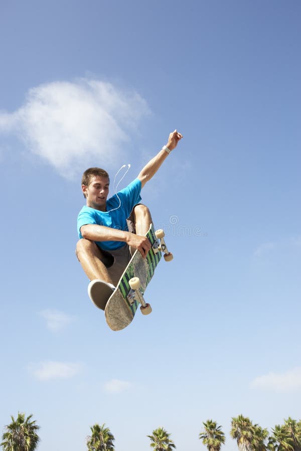 Teenage Boy in Skateboard Park Stock Image - Image of outdoors, full ...