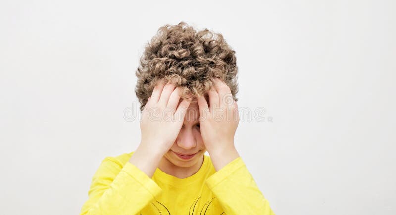 Teenage Boy Squeezes Acne while Looking at Phone. the Problem of ...