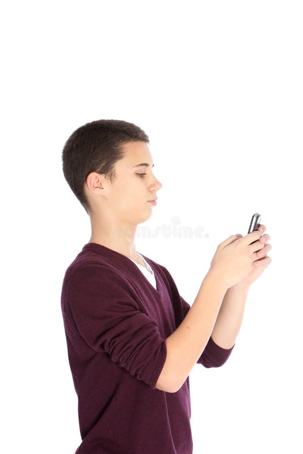 Teenage Boy Texting on His Mobile Stock Photo - Image of mobile, screen ...