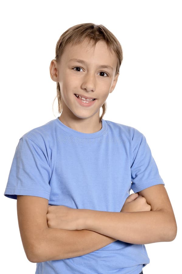 Teenage Boy on a White Background Stock Image - Image of closeup ...