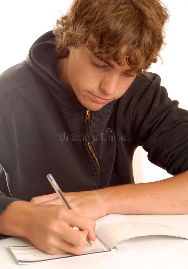 Teenage boy writing check stock image. Image of cute, check - 5746633