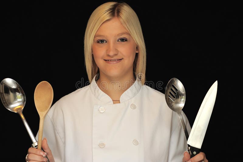 Teenage chef stock image. Image of beautiful, cute, knife - 5833553