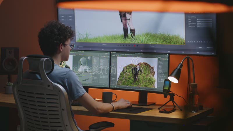 Teenage 3D Designer Draws Video Game Character, Creates Animation Stock ... Teenage 3D Designer Draws Video Game Character, Creates Animation Stock ...