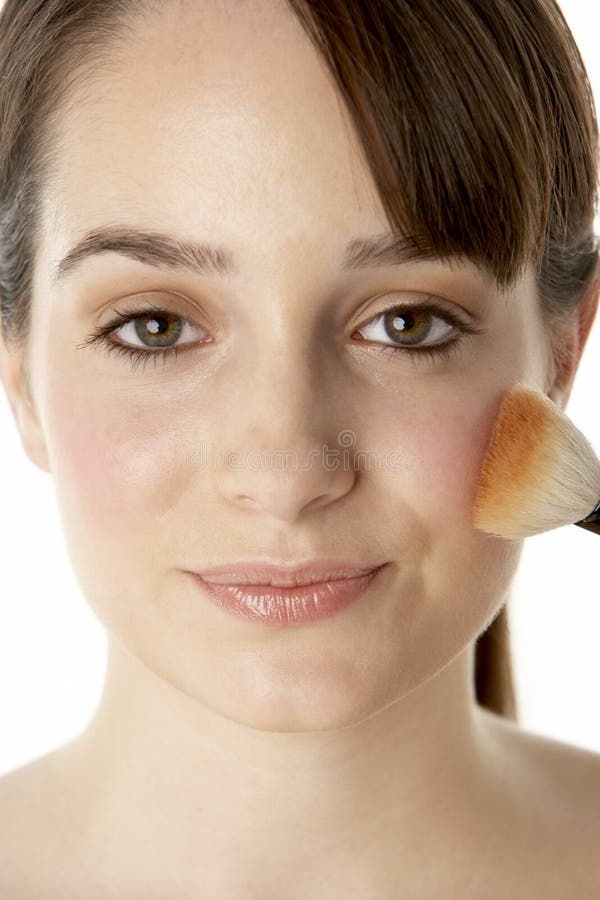 Teenage Girl Applying Make Up Stock Photo - Image of blusher, beauty ...