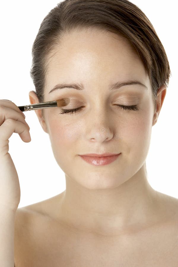 Teenage Girl Applying Make Up Stock Image - Image of applying, closed ...