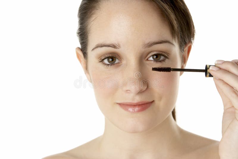 Teenage Girl Applying Make Up Stock Photo - Image of color, cheerful ...