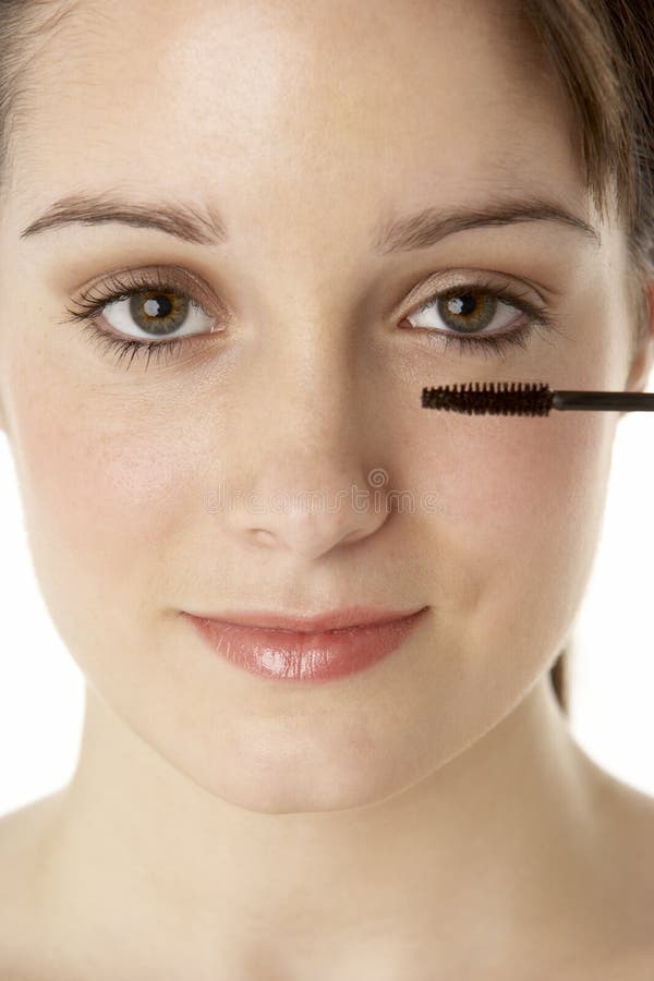 Teenage Girl Applying Make Up Stock Image - Image of copy, portrait ...