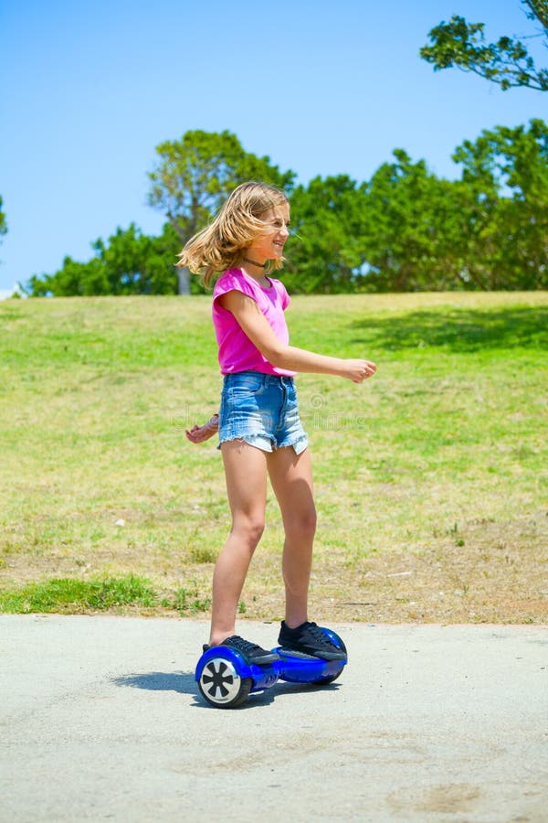 Teenage Girl on Blue Hoverboard Stock Image - Image of blue, summer ...