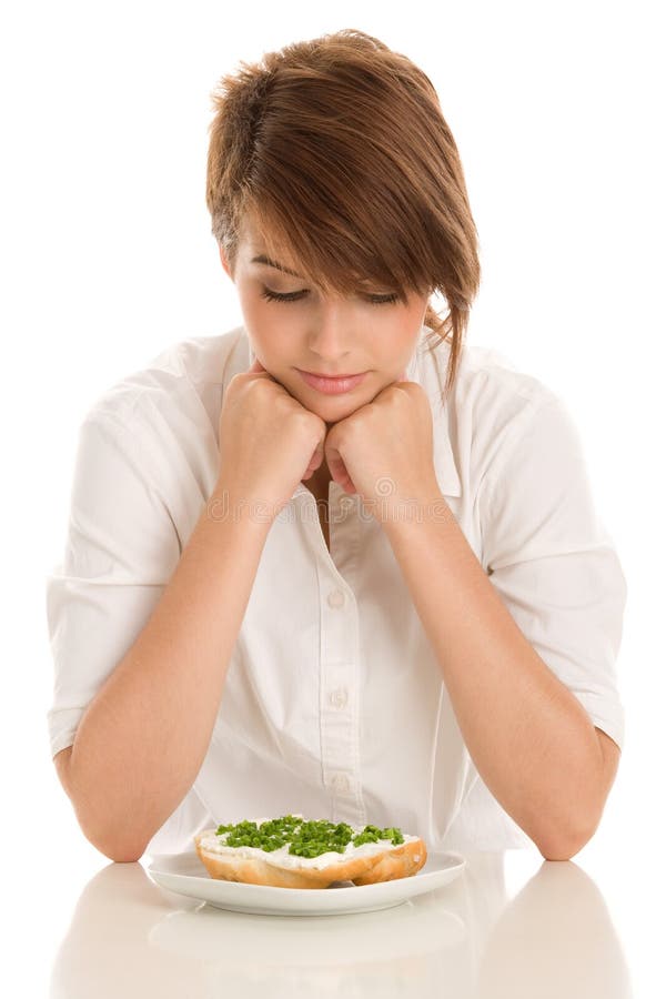 Little Asian Girl with Expression of Disgust Against Broccoli Stock ...