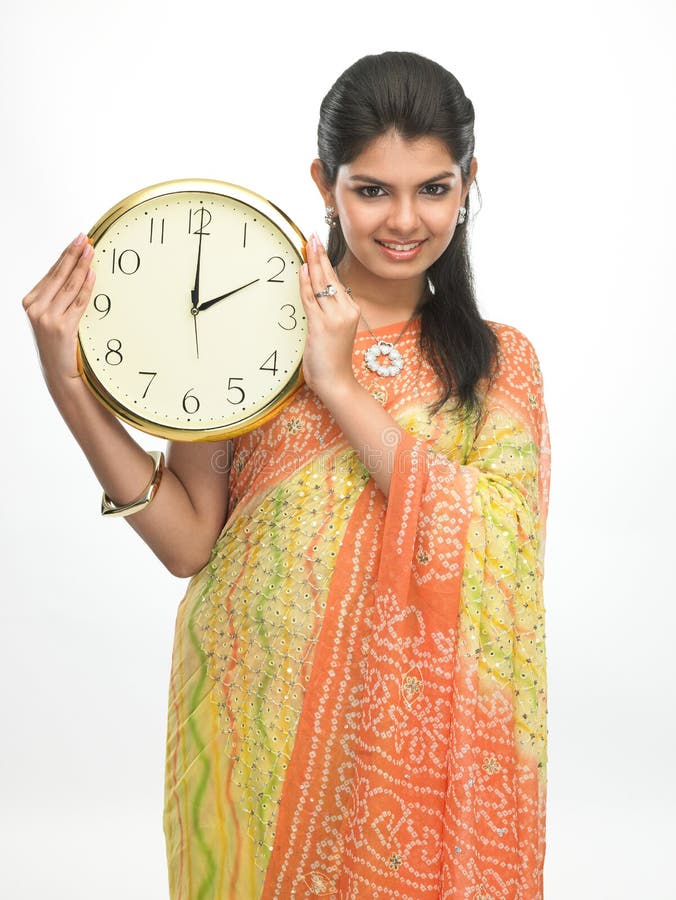 Teenage girl with clock stock image. Image of adult, expression - 7853515