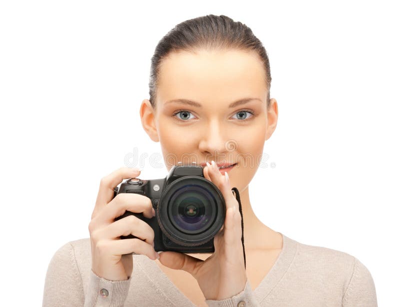 Teenage Girl with Digital Camera Stock Photo - Image of camera, dslr ...