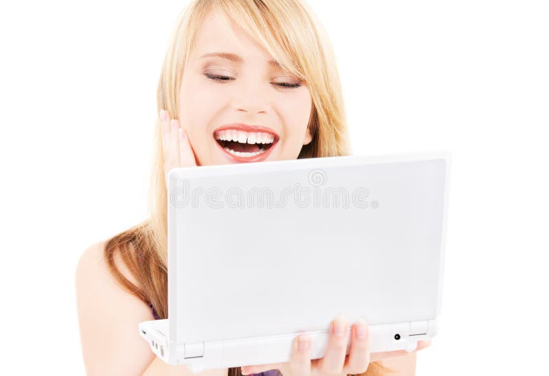 Teenage Girl with Laptop Computer Stock Photo - Image of caucasian ...