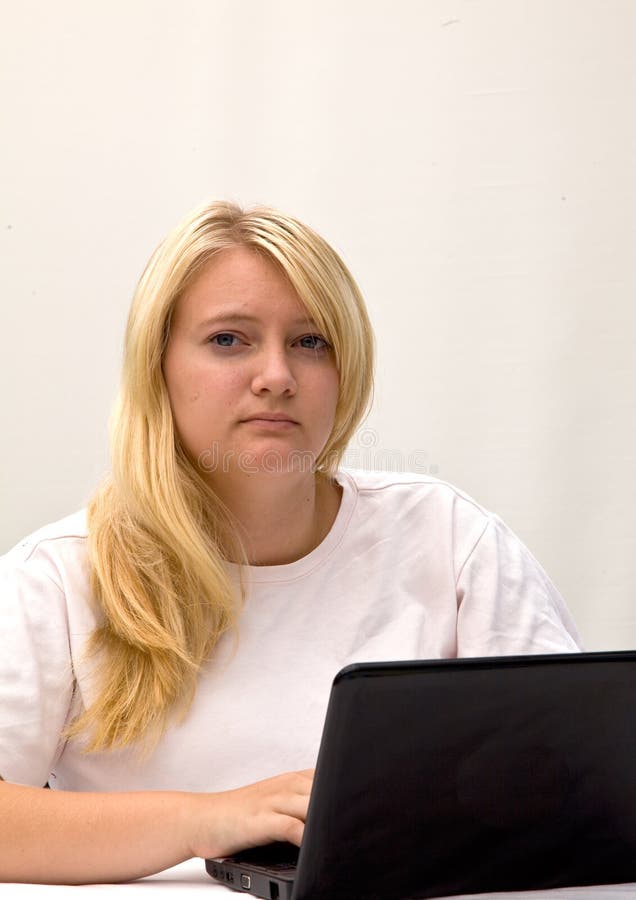 Teenage Girl with Laptop Computer Stock Photo - Image of teenager ...