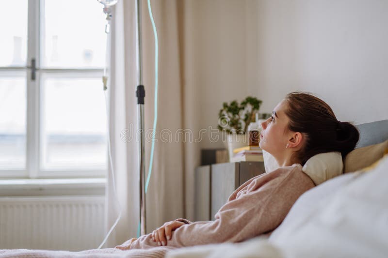 Teenage Girl Lying In A Hospital Bed Stock Image Image Of Medical Person 274780539