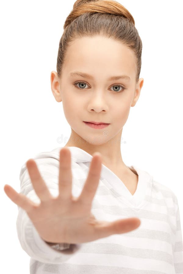 Teenage Girl Making Stop Gesture Stock Photo - Image of prohibition ...