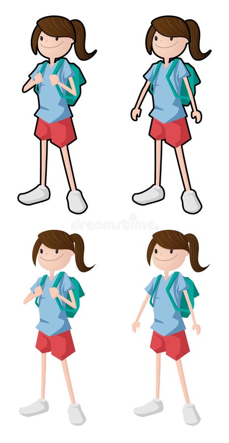 Teenage Girl Ready for Going To School Stock Vector - Illustration of ...