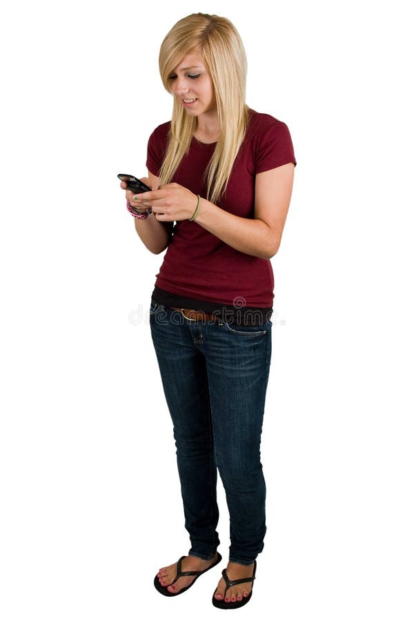 Teenage Girl Sending a Text Message Stock Photo - Image of women, teen ...