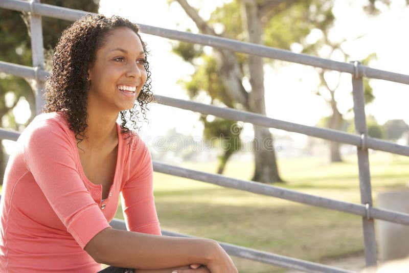 Teenage Girl Sitting on Steps Stock Photo - Image of outside, american ...