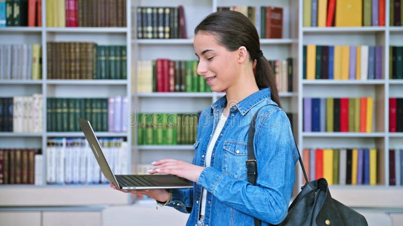 Teenage Girl Student Studying in High School Library Stock Video ...