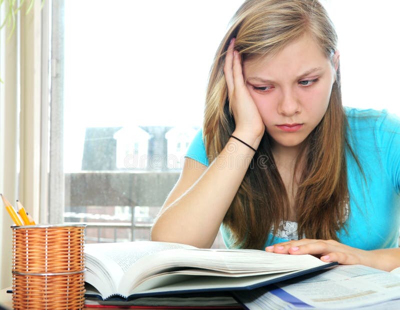 Teenage girl studying stock photo. Image of desk, project - 7474612