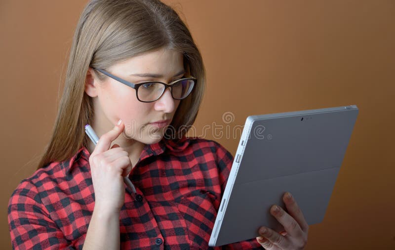 Teenage Girl with Tablet at Home Stock Photo - Image of play, beautiful ...