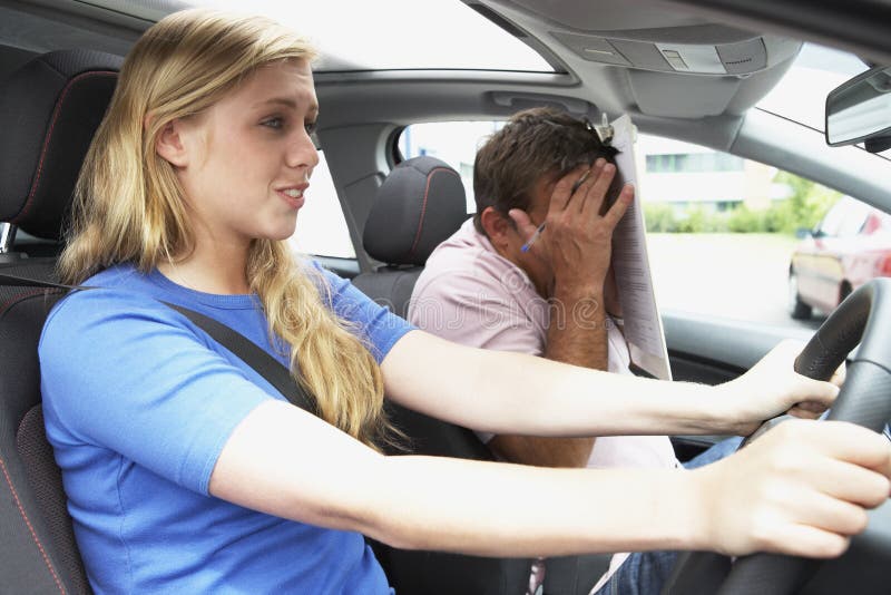 Teenage Girl Taking a Driving Lesson Stock Photo - Image of driving ...