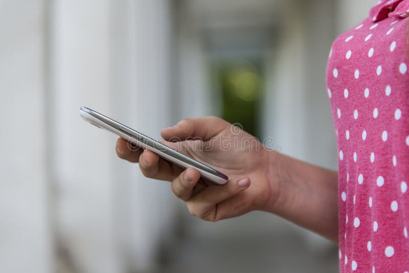 Teenage Girl Using Mobile Smart Phone Stock Photo - Image of display ...