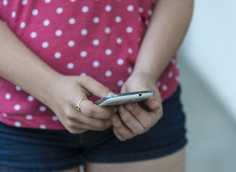 Teenage Girl Using Mobile Smart Phone Stock Image - Image of message ...