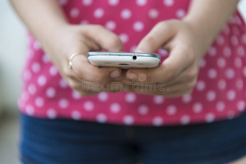 Teenage Girl Using Mobile Smart Phone Stock Photo - Image of message ...