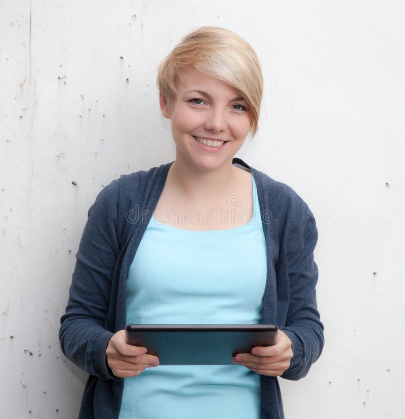 Teenage Girl Using Tablet Device Stock Image - Image of positive, girl ...