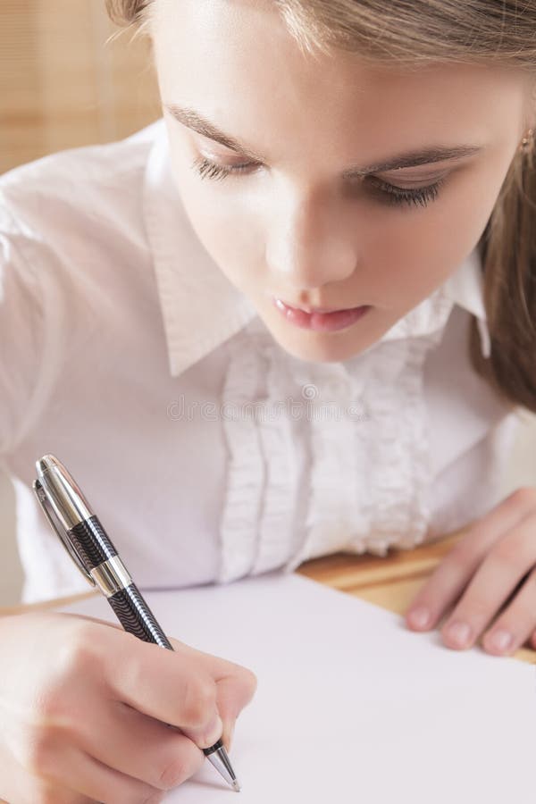 Teenage Girl Writing a Letter Stock Photo - Image of home, adorable ...