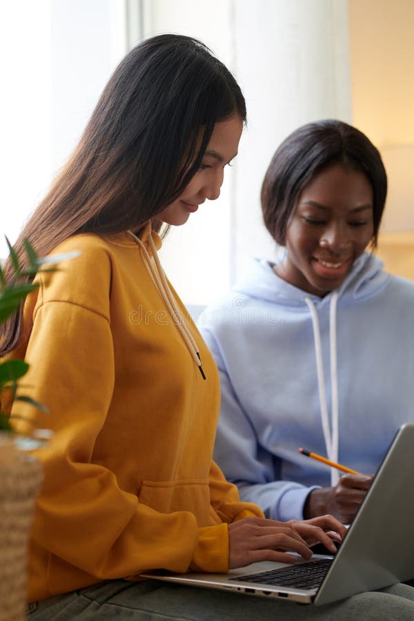 Teenage Girls Learning Programming Stock Photo - Image of communication ...
