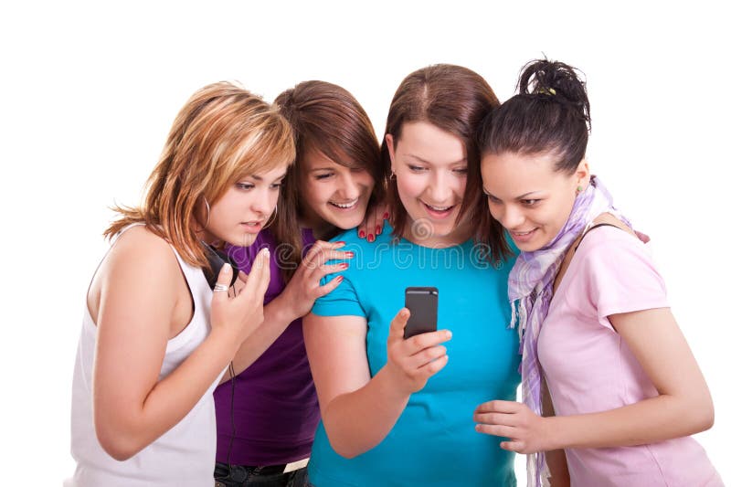 Teenage girls messaging stock photo. Image of person - 15571076