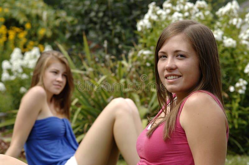 Teenage girls outdoors stock image. Image of playing - 15772905
