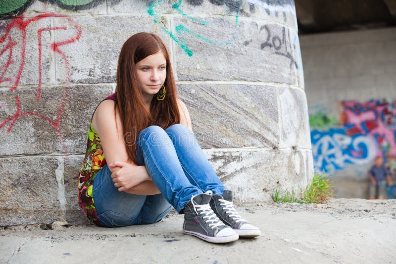 Teenage Girls with Problems, Plenty of Copy-space Stock Image - Image ...