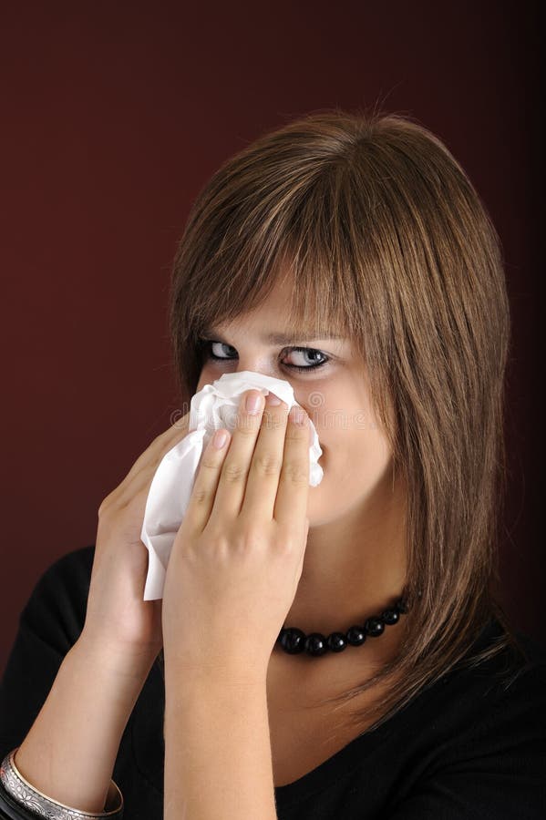 Teenage gril having a cold stock photo. Image of blue - 21464868