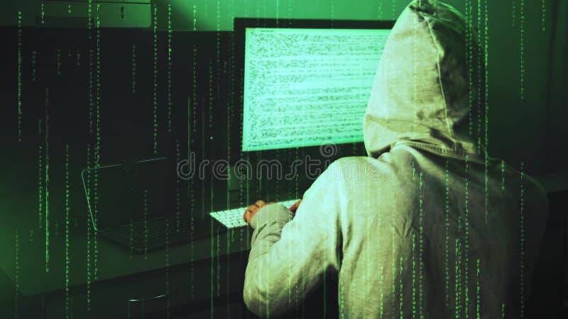 Red Hacker Desktop Console With Scrolling Programming Code Loop Overlay Background Stock Video