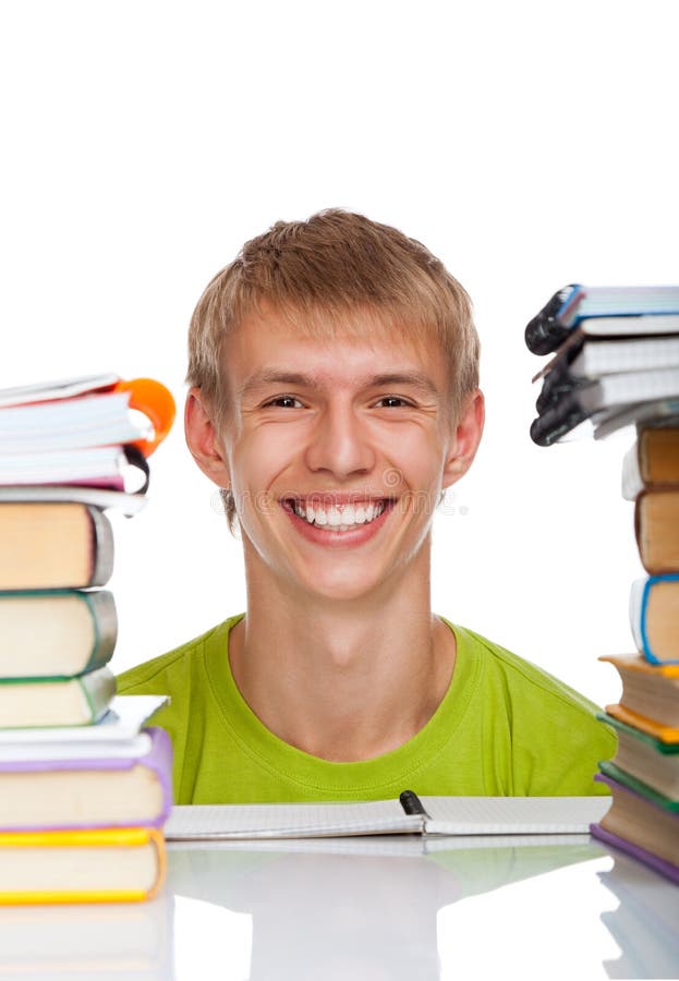 Teenage man student stock photo. Image of smile, reading - 26488814